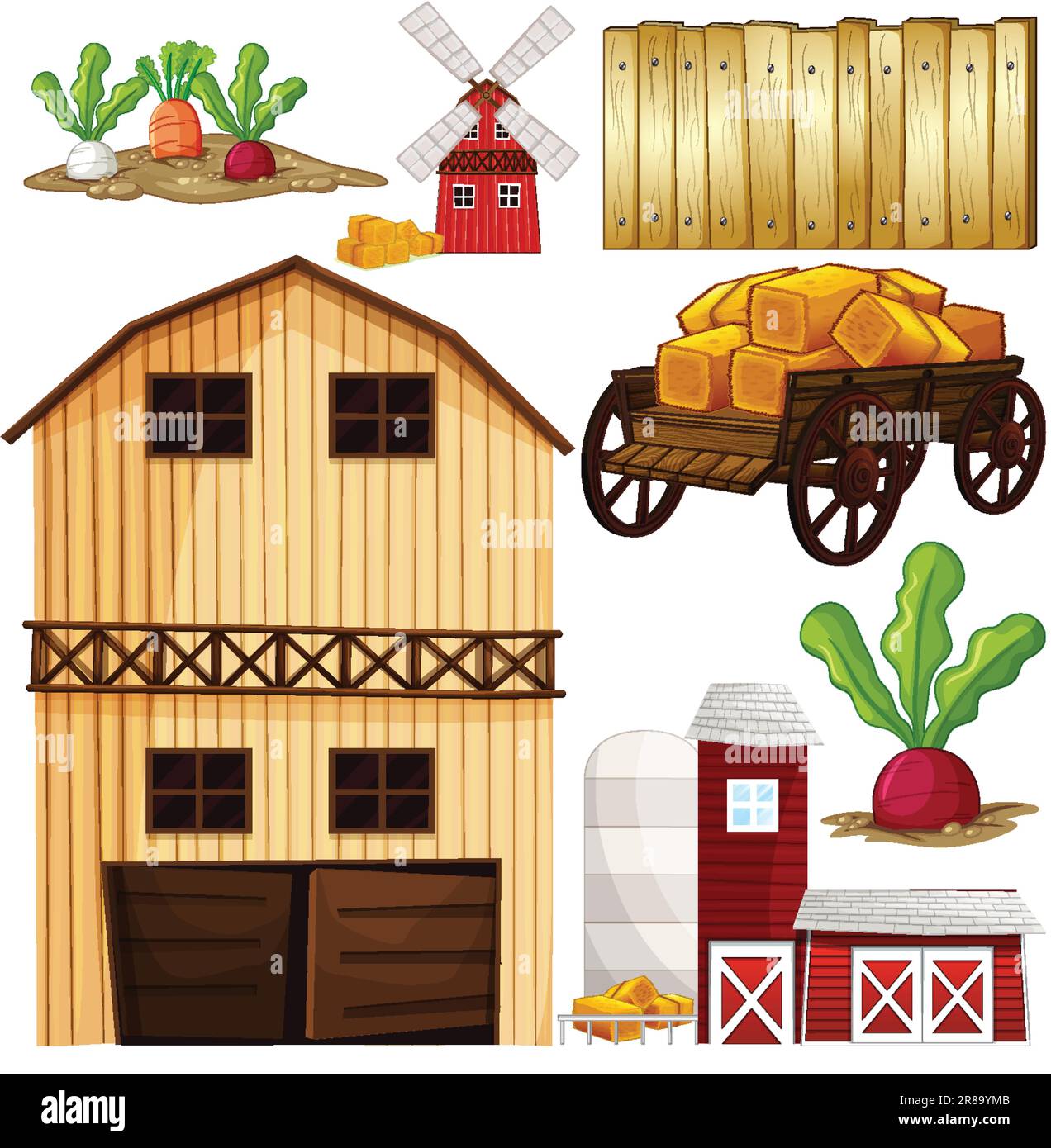 Farm Objects and Elements Vector Set illustration Stock Vector Image & Art - Alamy