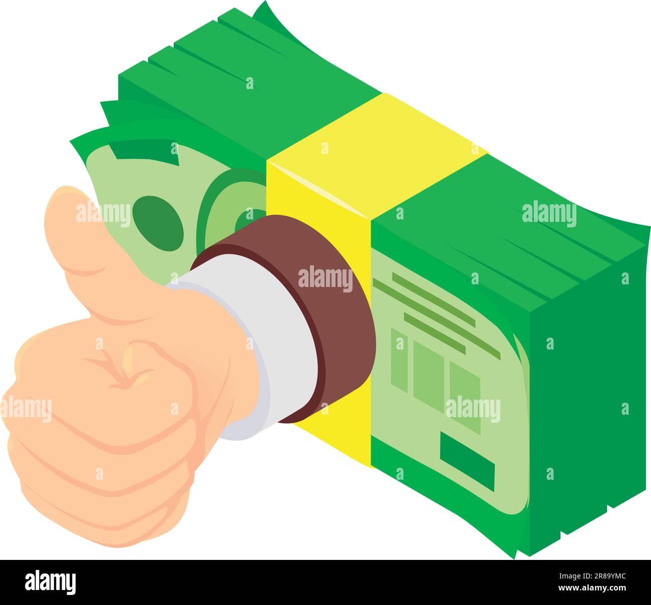 Financial management icon isometric vector. Gesture thumb up and dollar ...