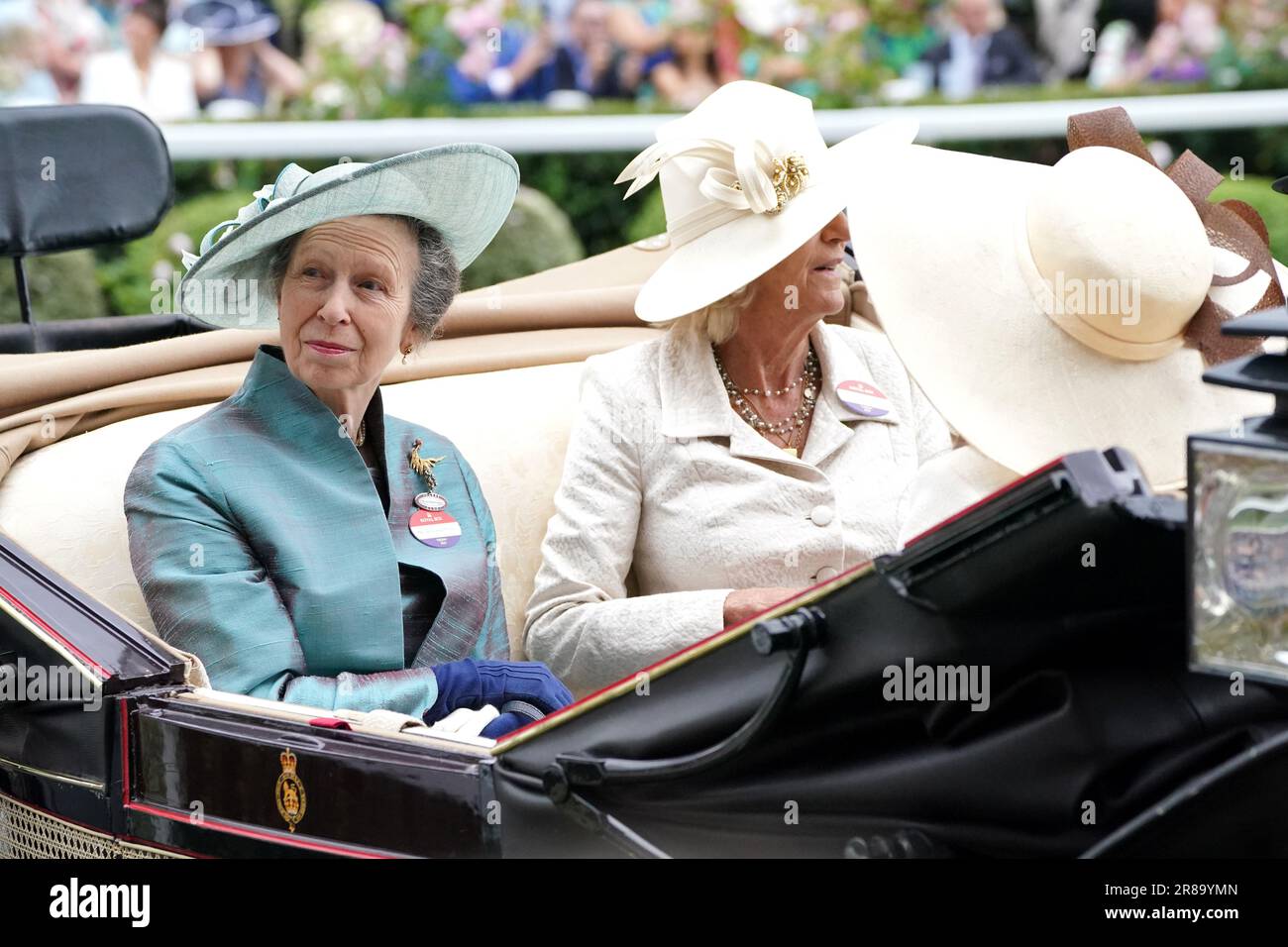 The carriage of the Princess Royal and Annabel Elliot arrives during ...