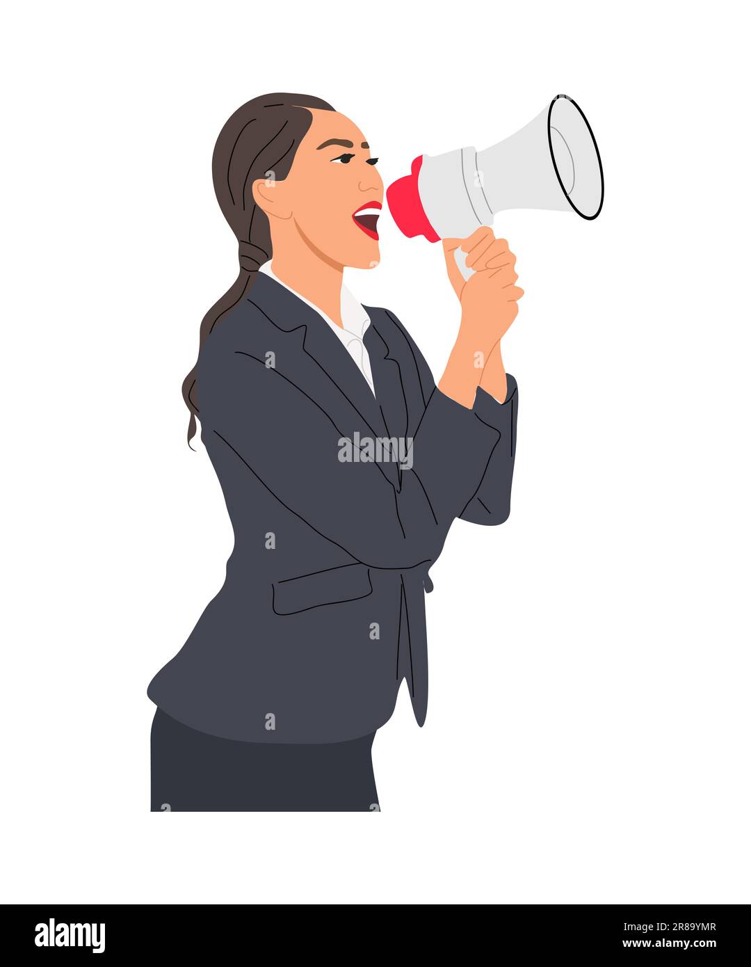 Young business woman shouting in megaphone vector Stock Vector Image ...