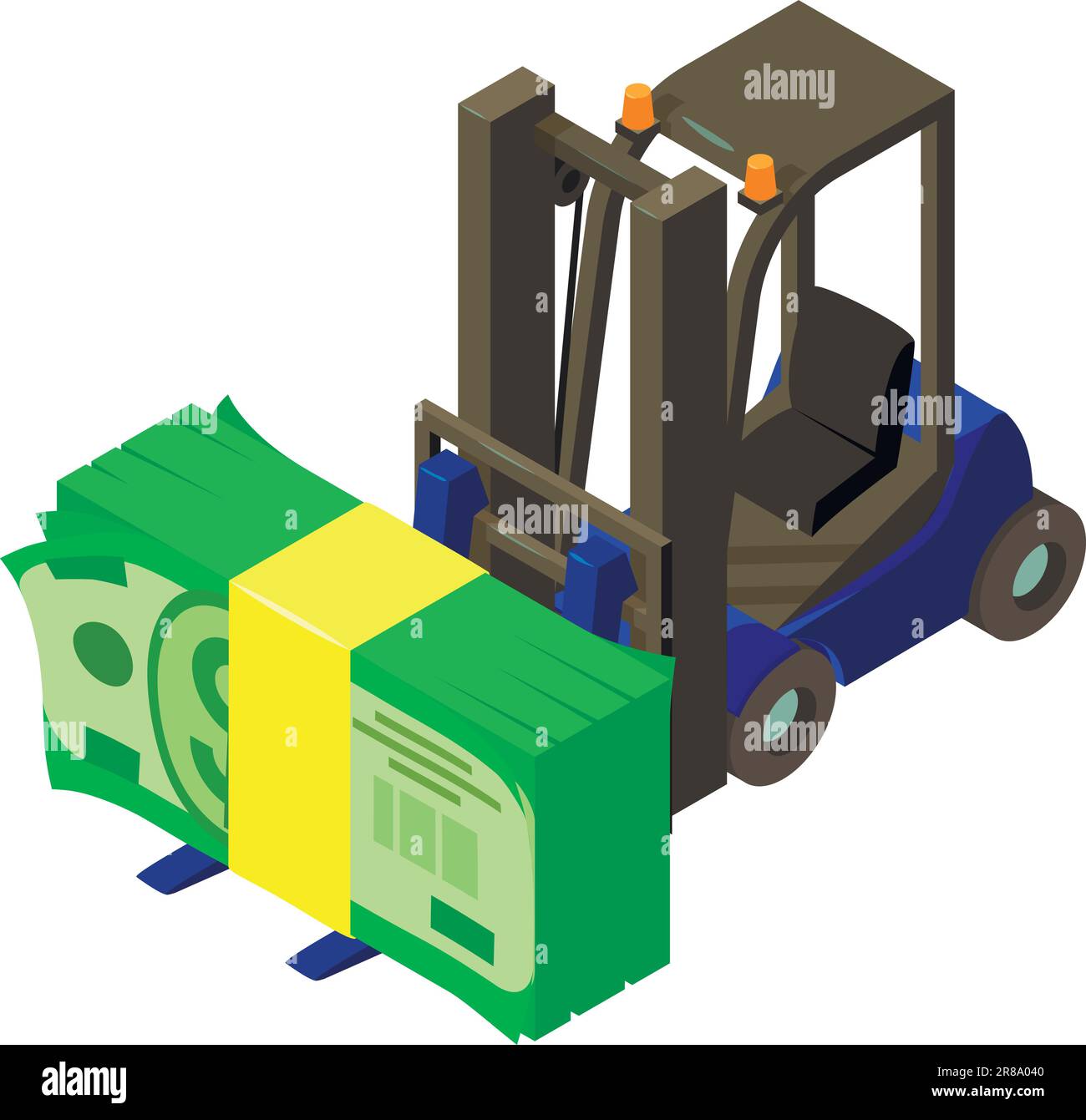 Warehouse equipment icon isometric vector. Forklift truck with dollar ...