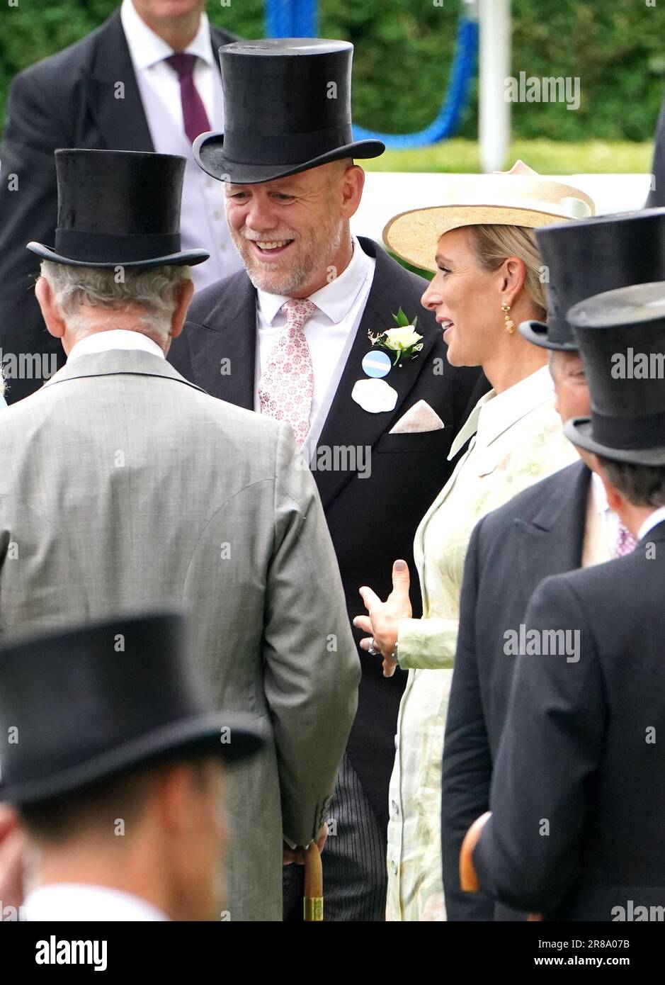 Zara Tindall Right And Mike Tindall Speaks With King Charles Iii During Day One Of Royal Ascot
