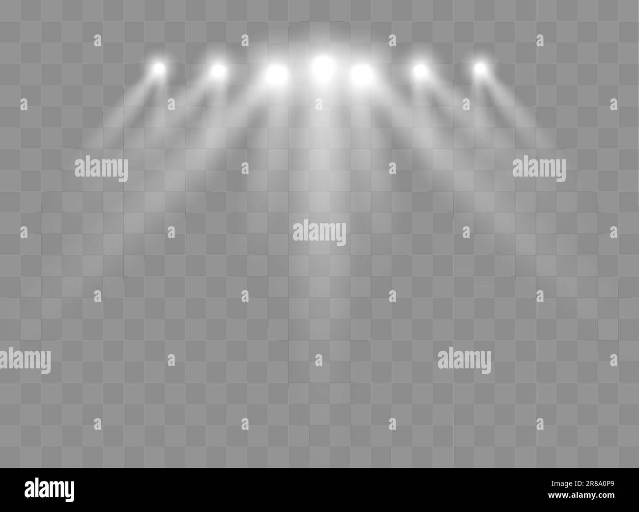 Spotlights With Rays. Shining light beams isolated. Vector transparent light effect Stock Vector ...