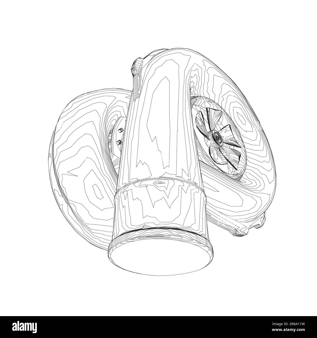 Steam turbine rotor operation. Vector illustration. Automotive turbine ...