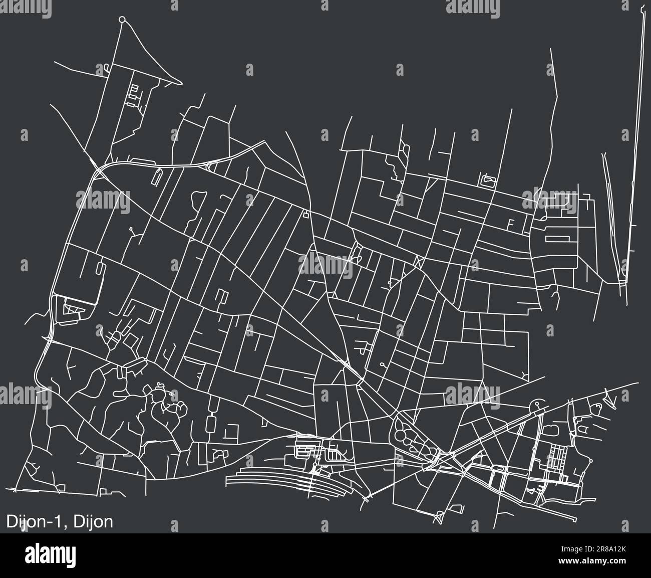 Street roads map of the DIJON-1 CANTON, DIJON Stock Vector Image & Art ...