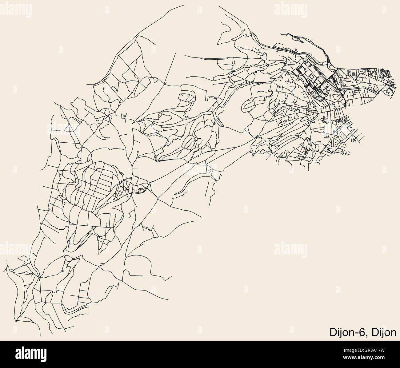 Street roads map of the DIJON-6 CANTON, DIJON Stock Vector Image & Art ...