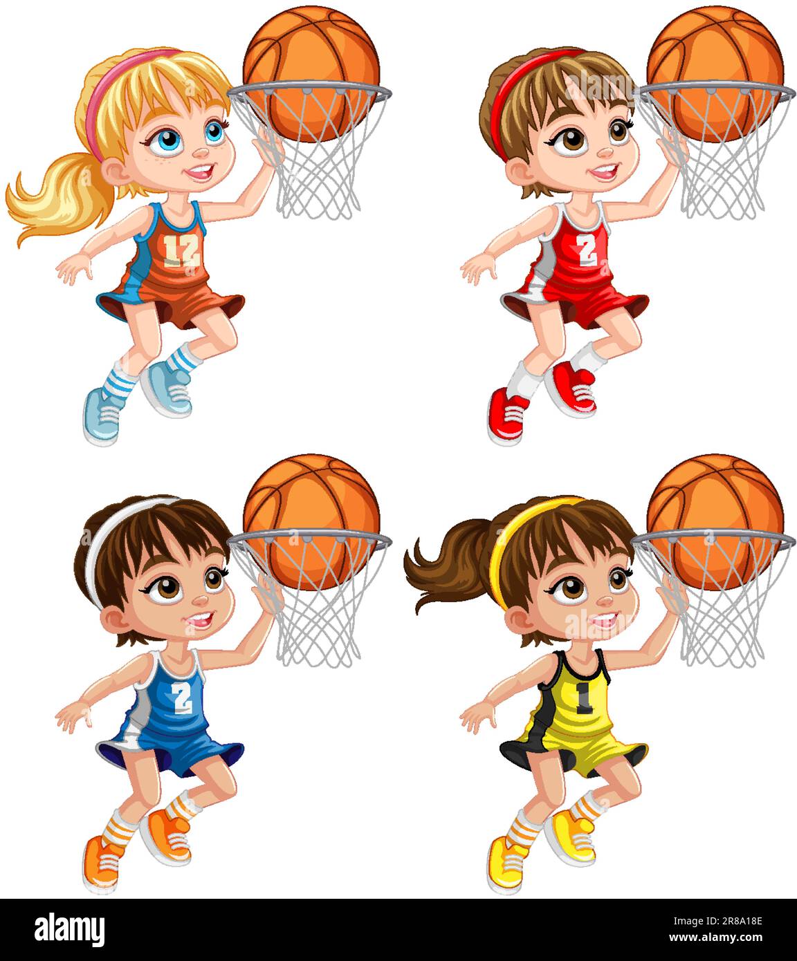 Set of female basketball player illustration Stock Vector Image & Art ...