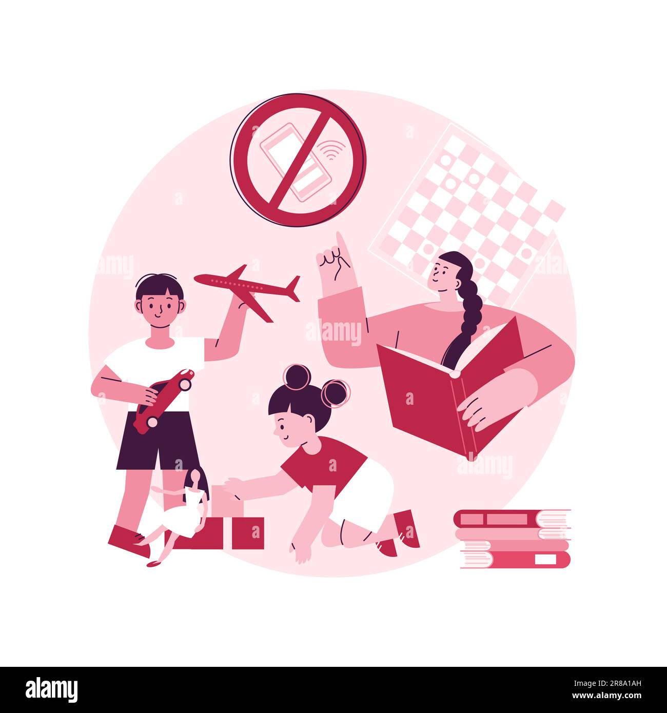 Low tech parenting abstract concept vector illustration. Low tech ...