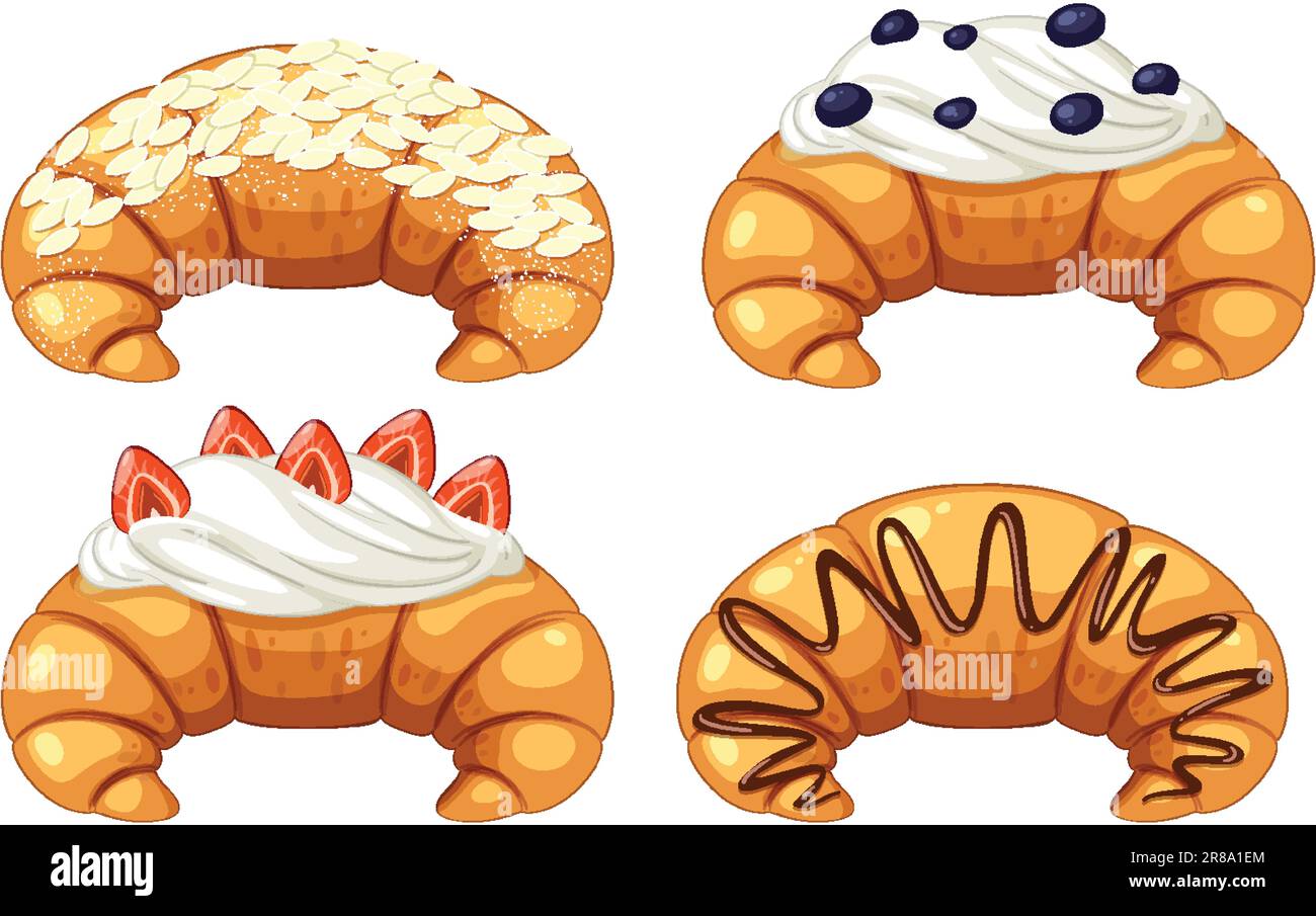 Set of croissant cartoon illustration Stock Vector Image & Art - Alamy