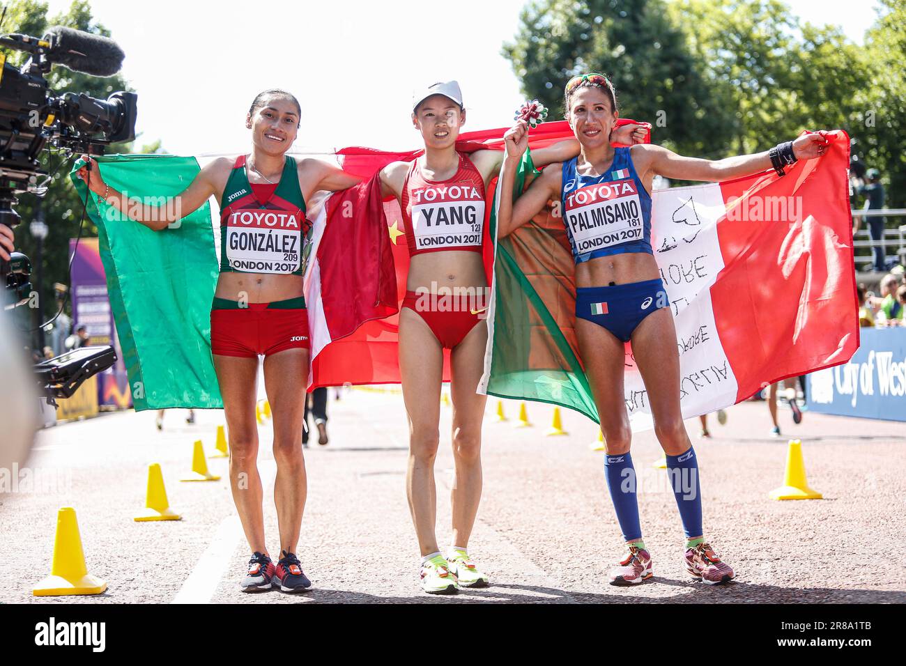 The Podium in the 20 Kilometres Race Walk at the World Athletics ...