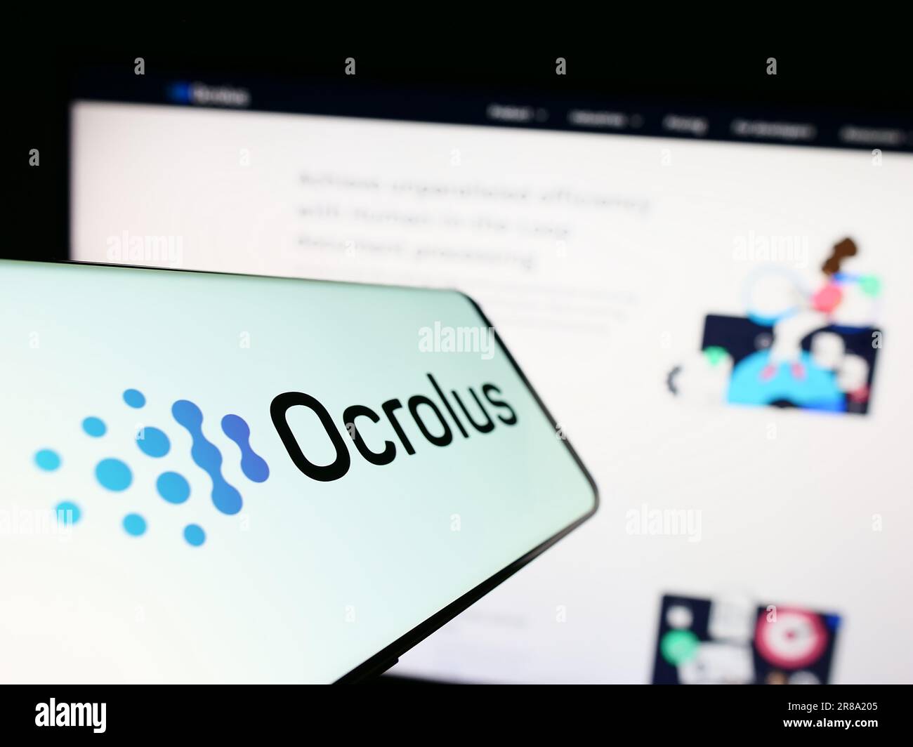 Mobile phone with logo of American document automation company Ocrolus ...