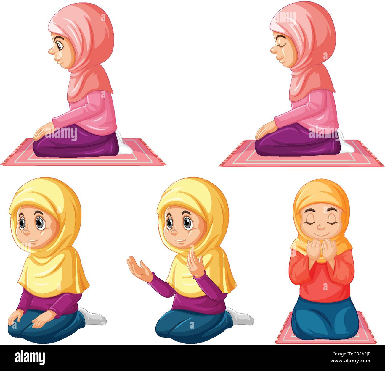 Set of muslim people cartoon character illustration Stock Vector Image ...