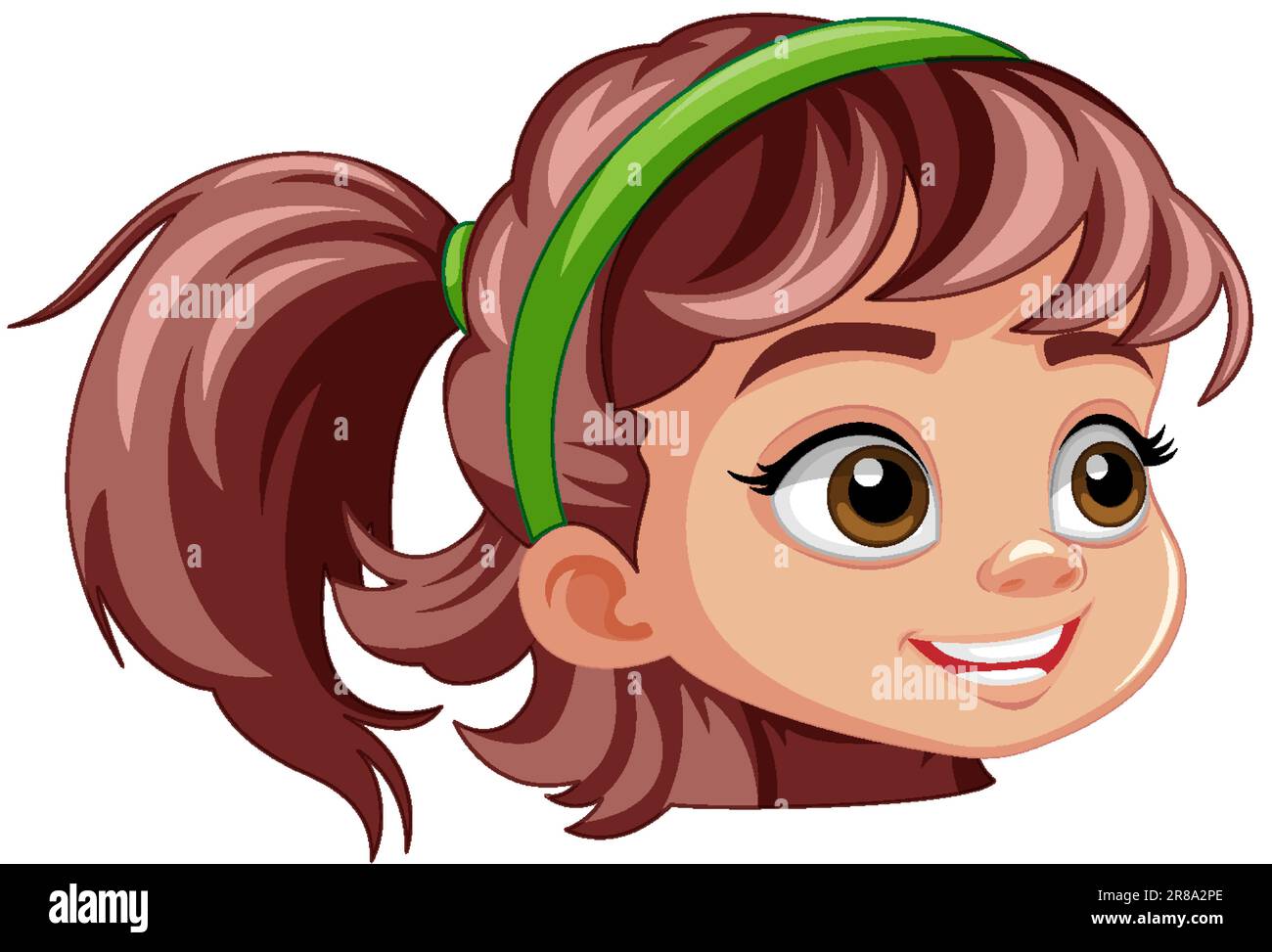 Girl with brown hair cartoon face illustration Stock Vector Image & Art ...