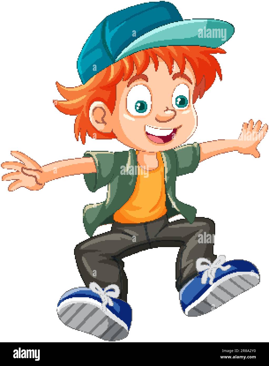 Urban boy wearing cap jumping cartoon character illustration Stock ...