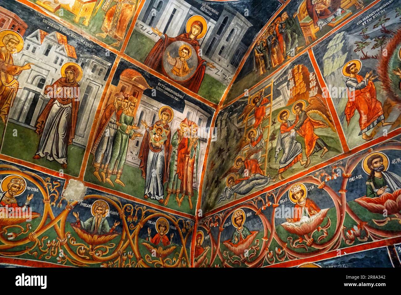 Othodox frescoes in a monastery Sveta Bogoridica, village of Slivnitza ...