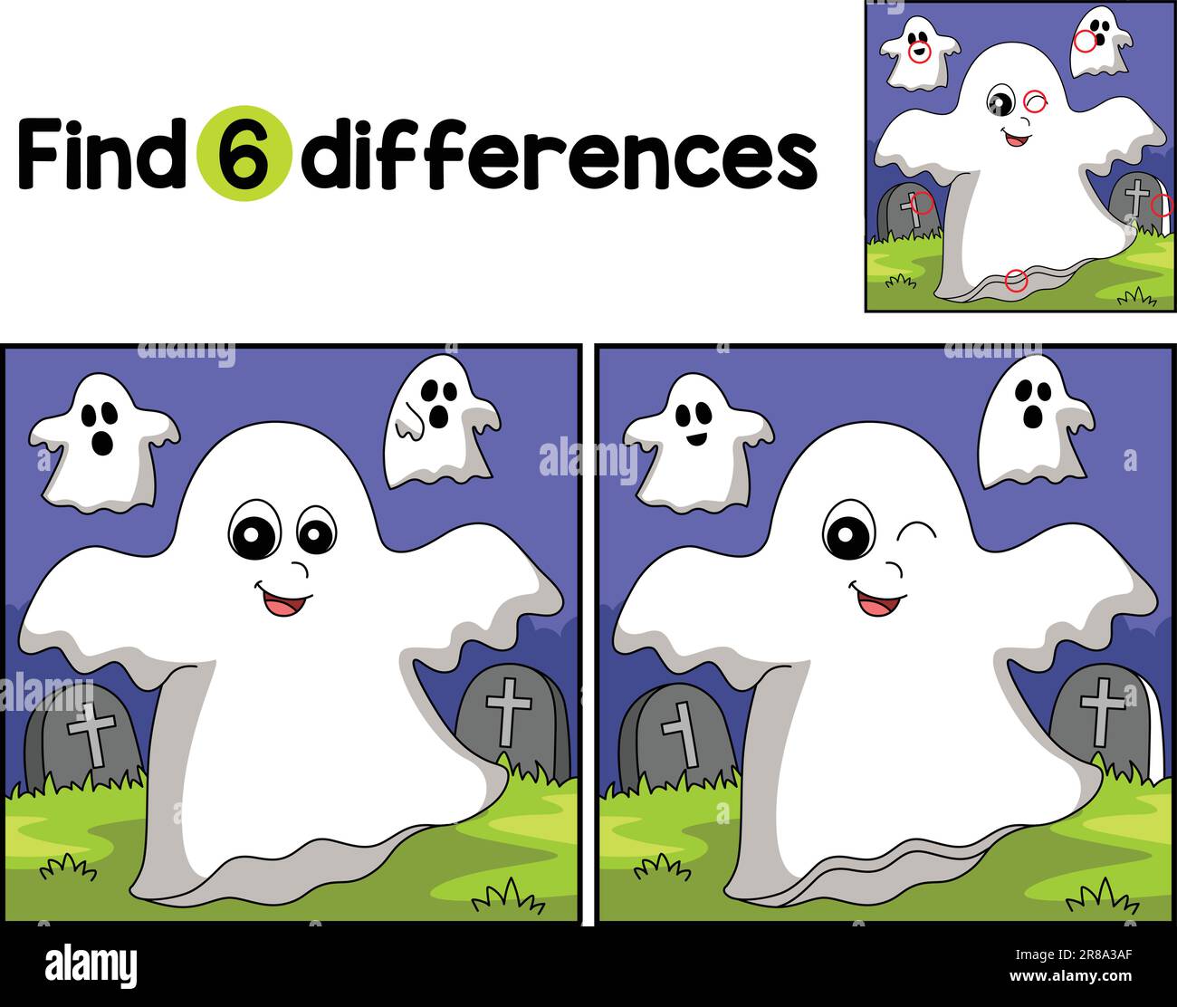 Ghost Halloween Find The Differences Stock Vector Image & Art - Alamy
