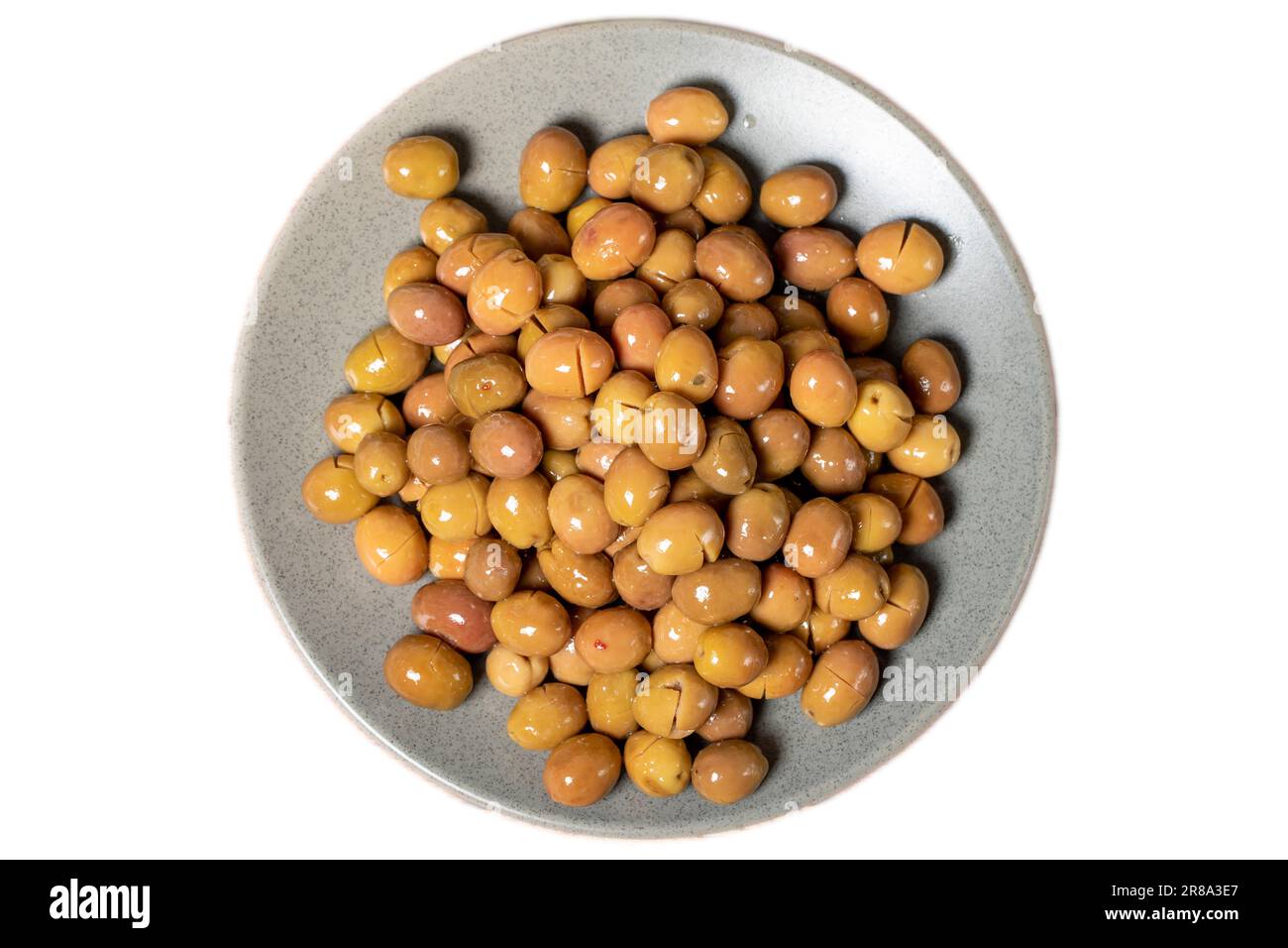 Green scratched olive. Organic Mediterranean olives isolated on white ...