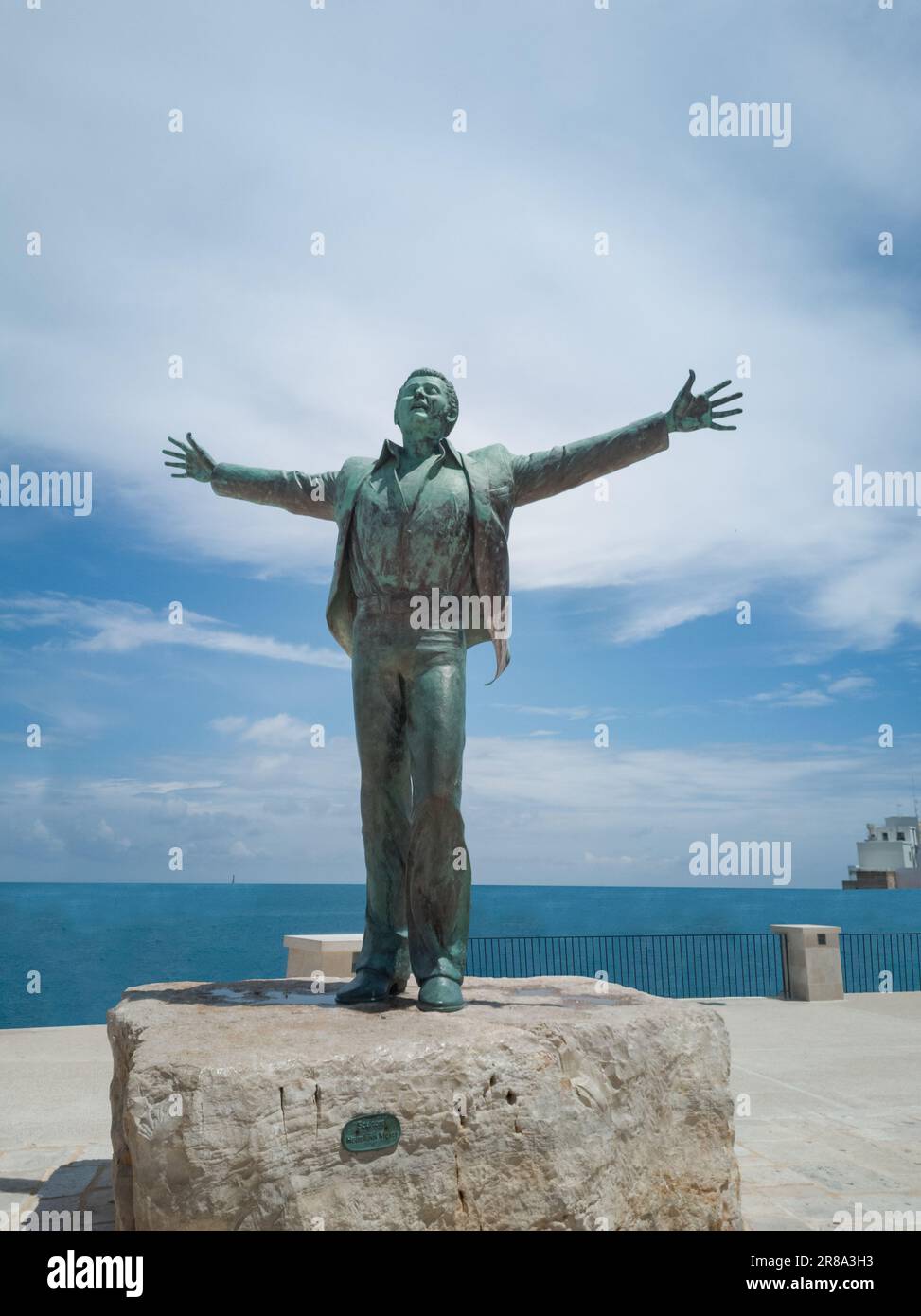 Polignano a mare,Italy - 11 june 2023:bronze statue depicting the ...