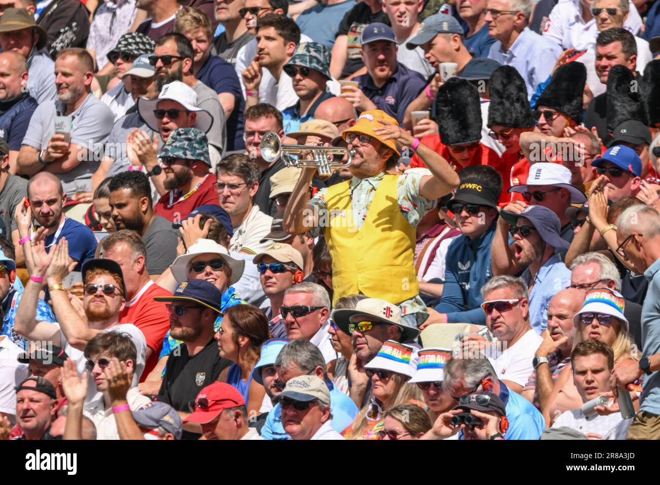 The Barmy Army trumpet player during the LV= Insurance Ashes First Test ...