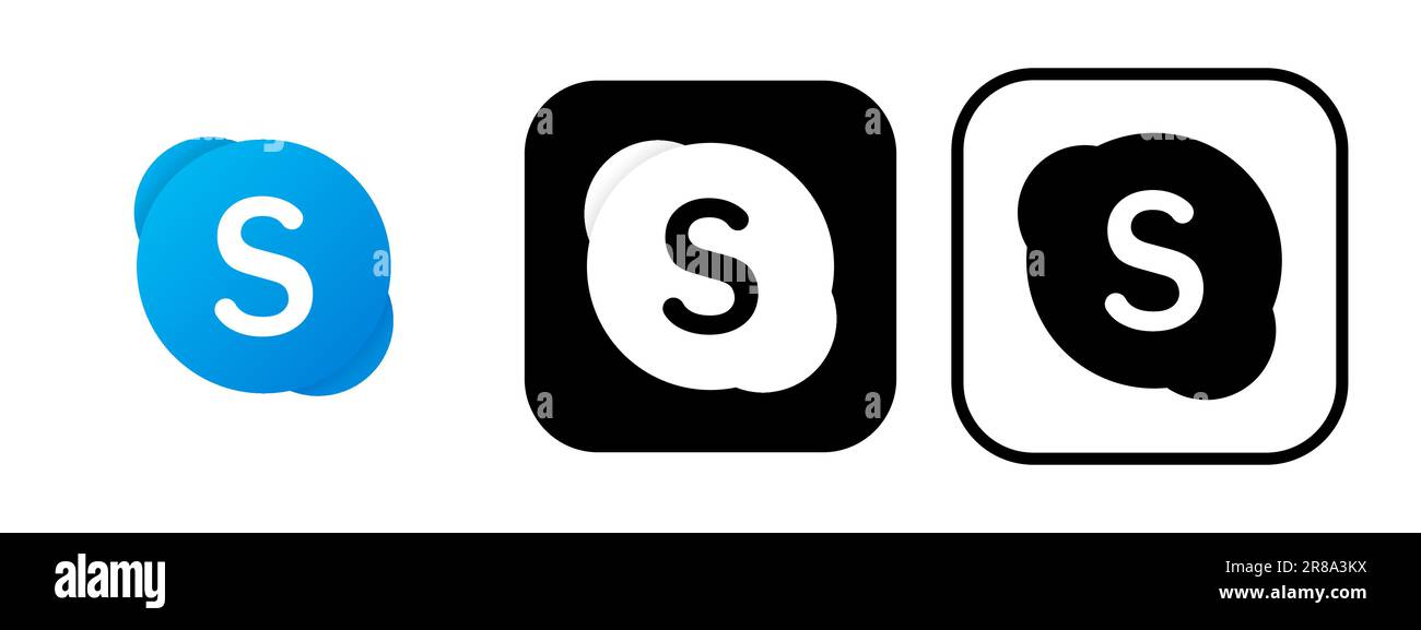 Set of vector Skype social network icons on transparent background. EPS ...