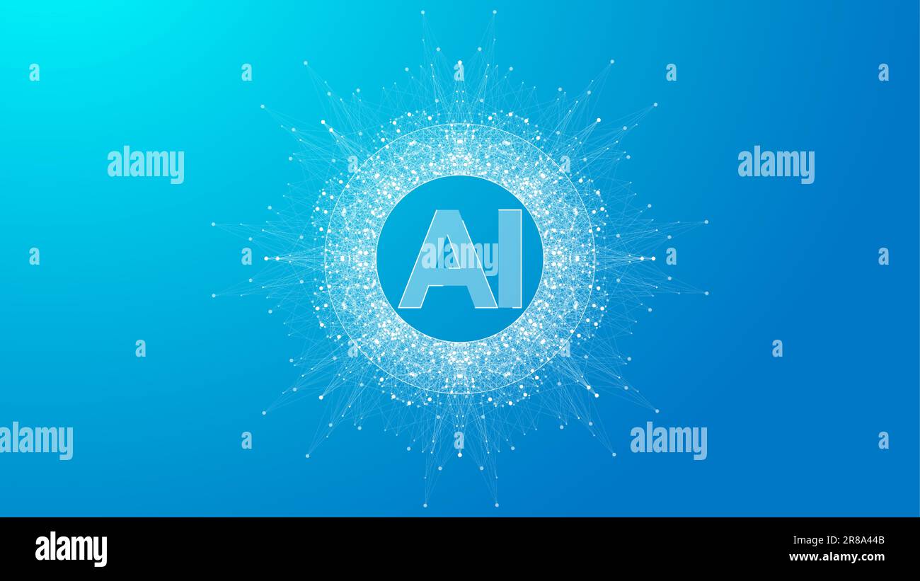 Artificial Intelligence Logo Plexus effect. Future Tech Logo AI. Artificial Intelligence and ...