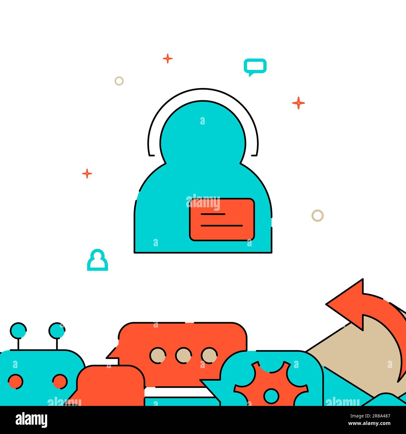 Customer service officer filled line vector icon, simple illustration ...