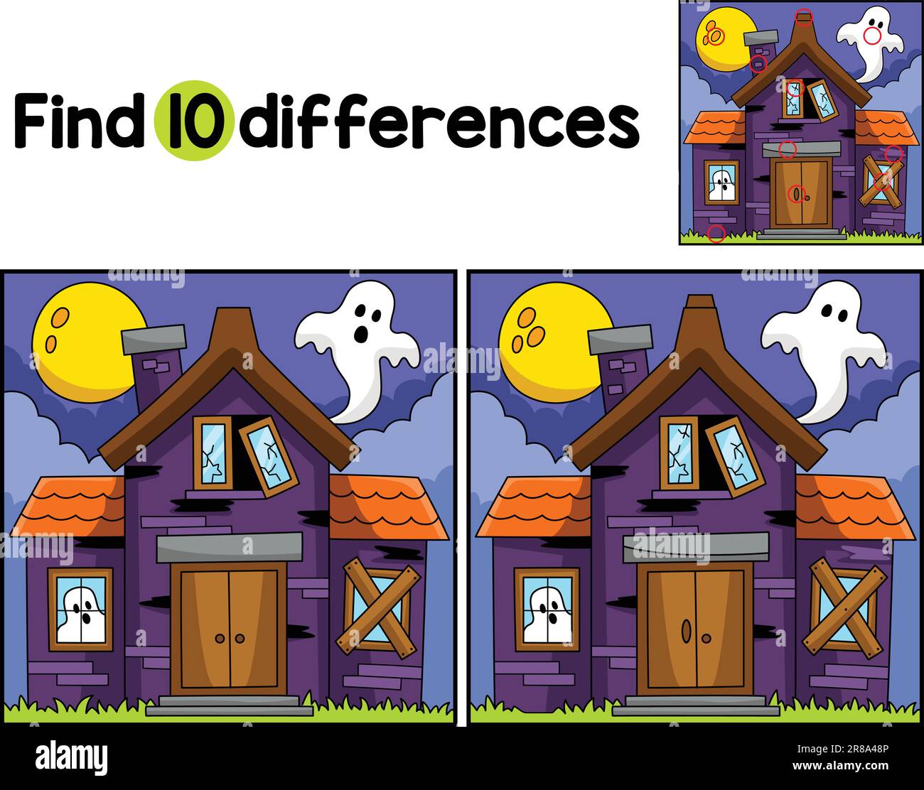 Haunted House Halloween Find The Differences Stock Vector Image & Art ...