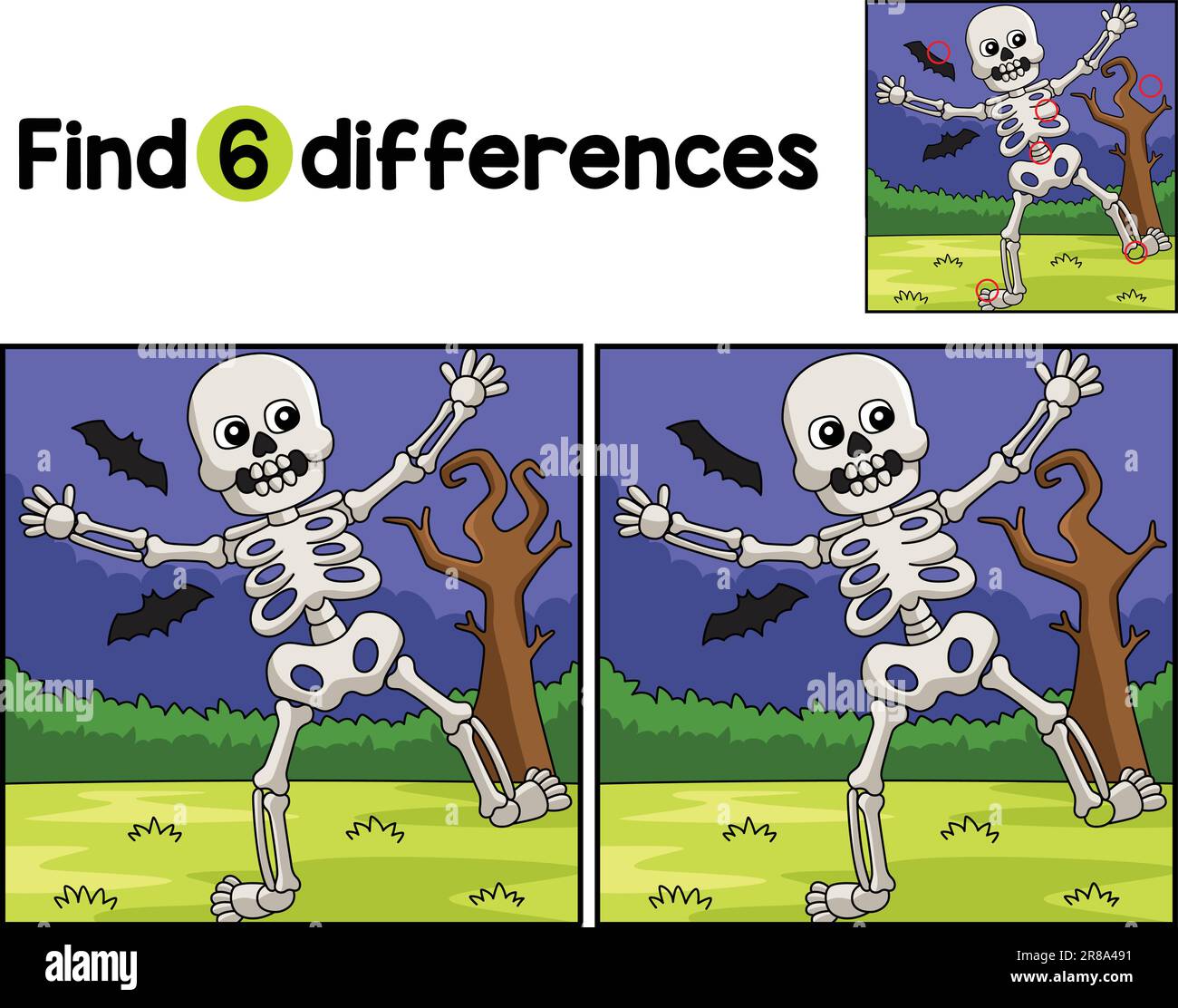 Find or spot the differences on this Dancing Skeleton Halloween kids ...