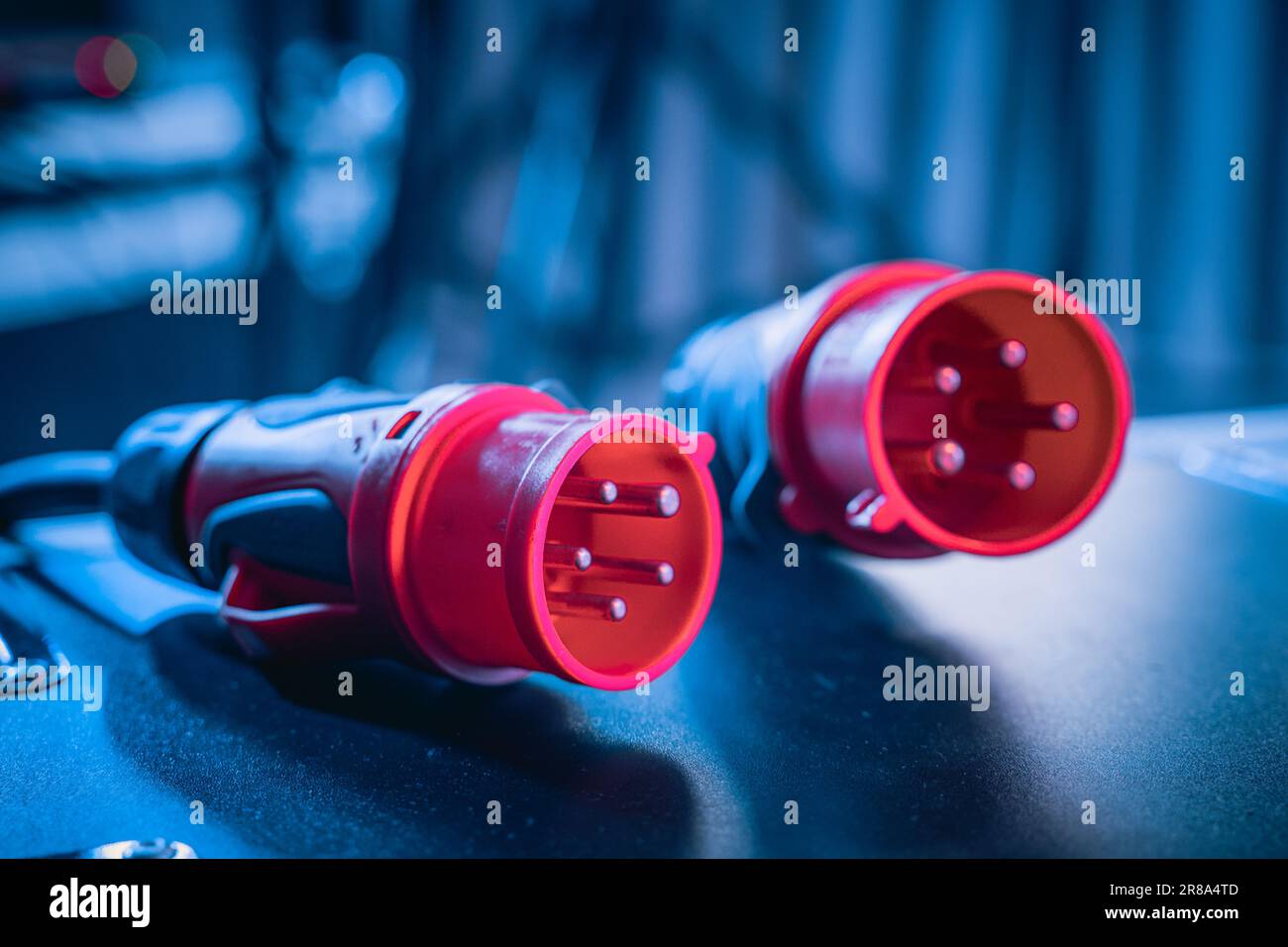 A close-up shot of three-phase stage power connectors Stock Photo - Alamy