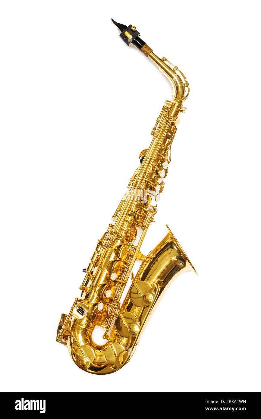 Saxophone Jazz instrument isolated Stock Photo - Alamy