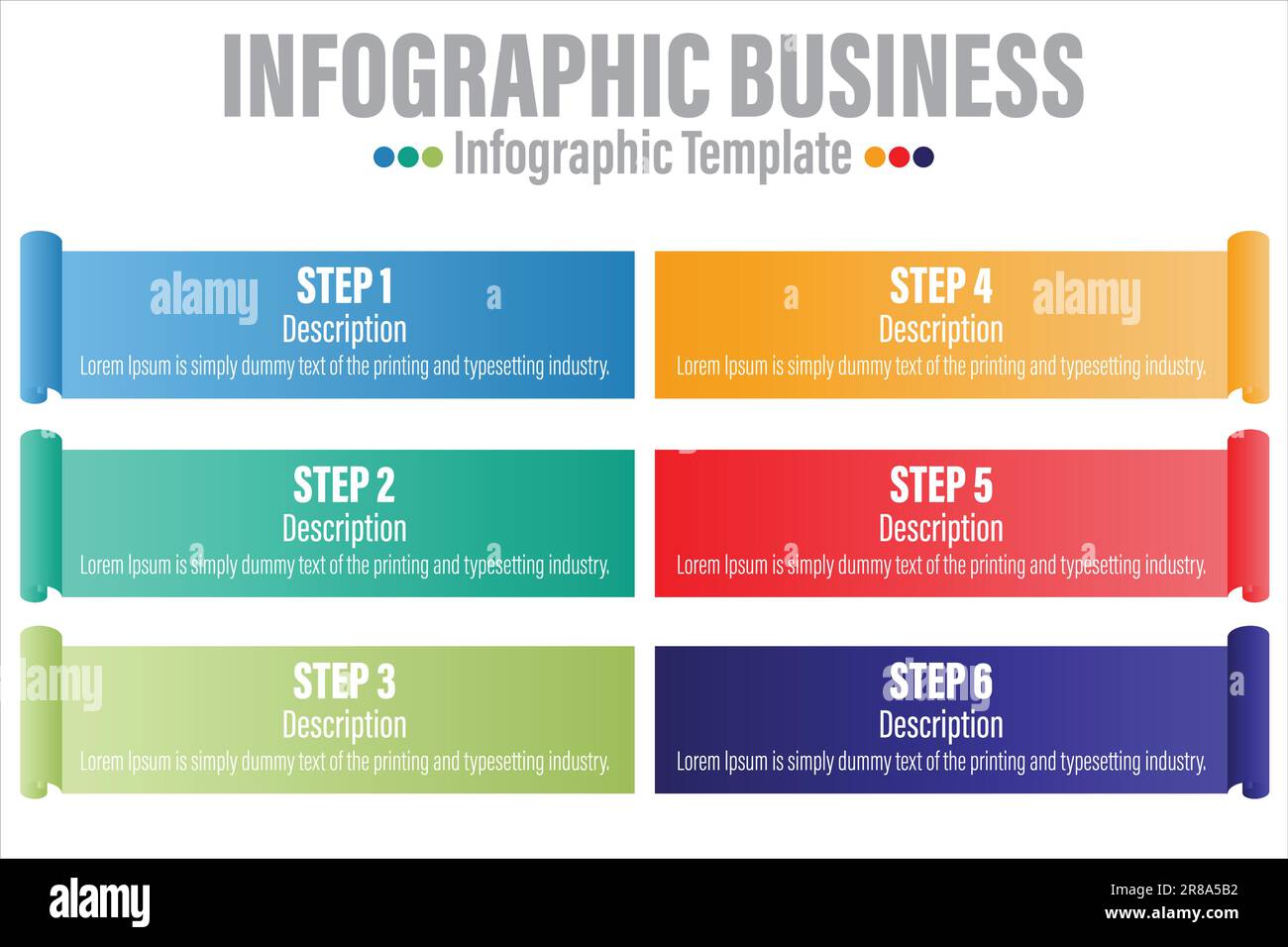 Notes process with six 6 steps or six 6 option. Three colorful graphic ...