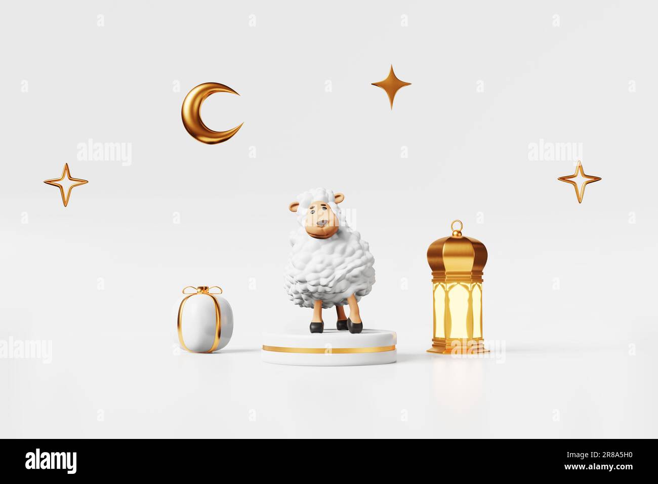 Dancing sheep podium Sacrifice Islamic holidays advertising 3d ...