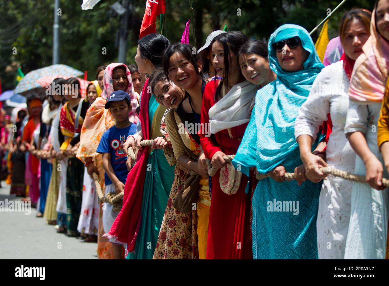 Kathmandu, Nepal. 20th June, 2023. Devotees pull a chariot during the ...