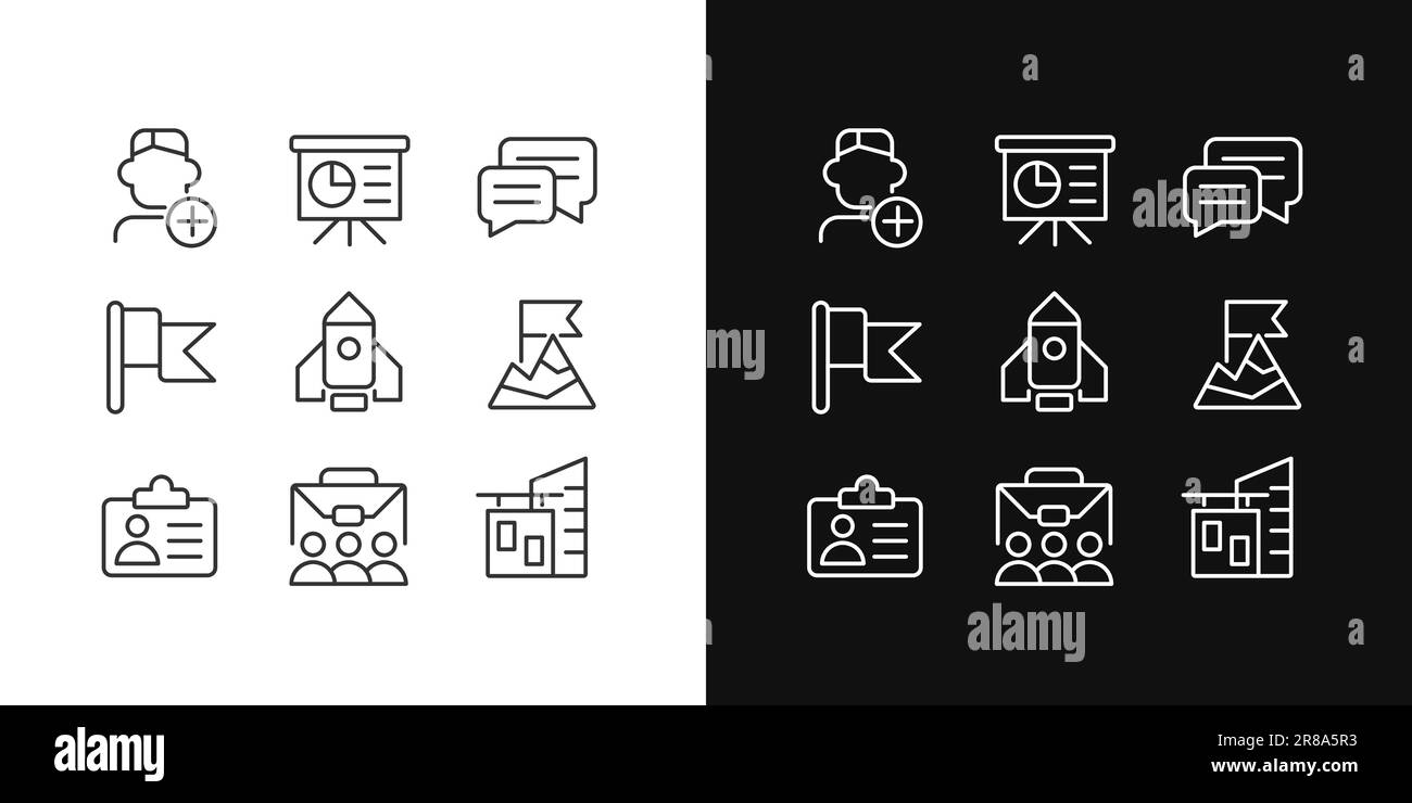 Career goals pixel perfect linear icons set for dark, light mode Stock ...