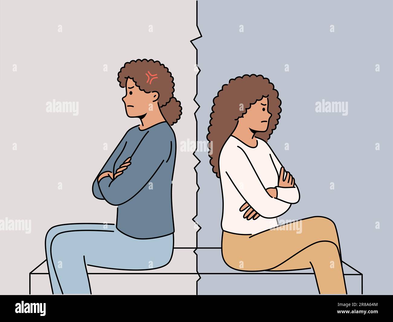 Resentment between African American mother and teenage girl sitting ...