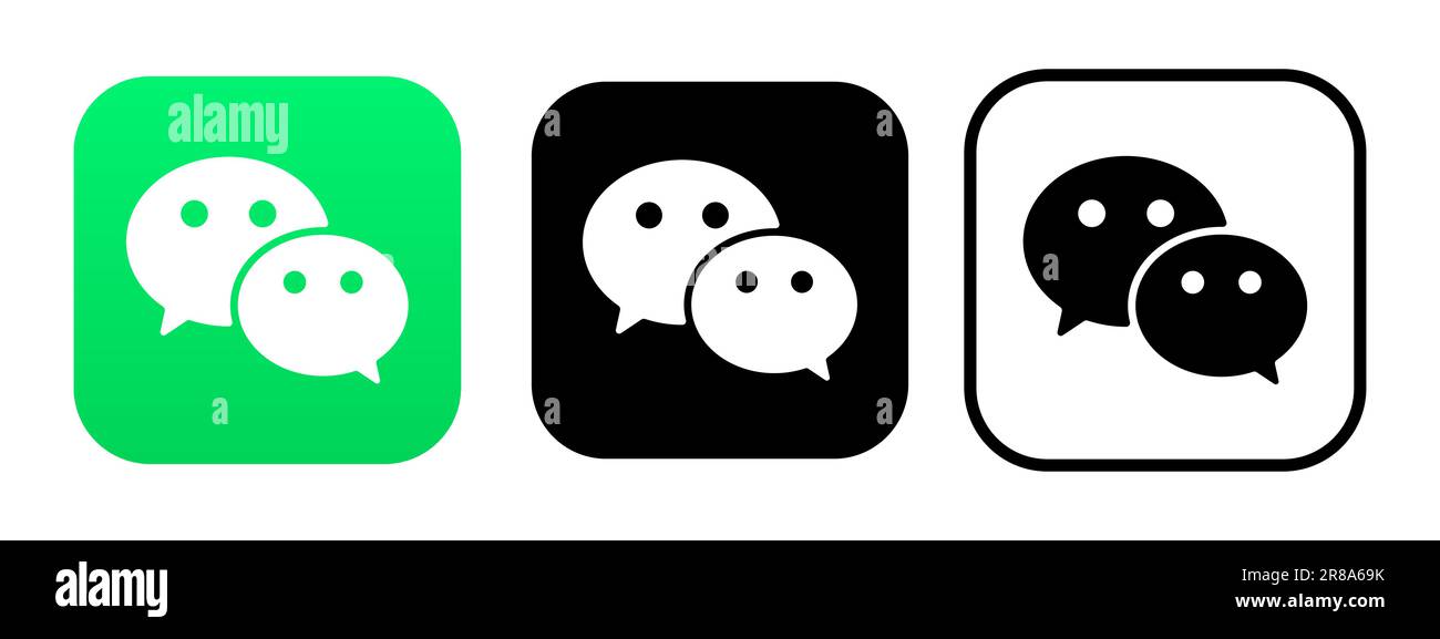 Set of vector Wechat social network icons on transparent background ...