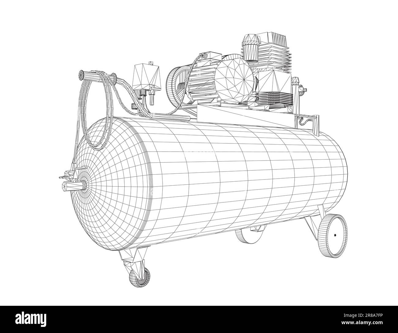 Air Compressor Isolated on White. Air compressor pneumatic icon ...