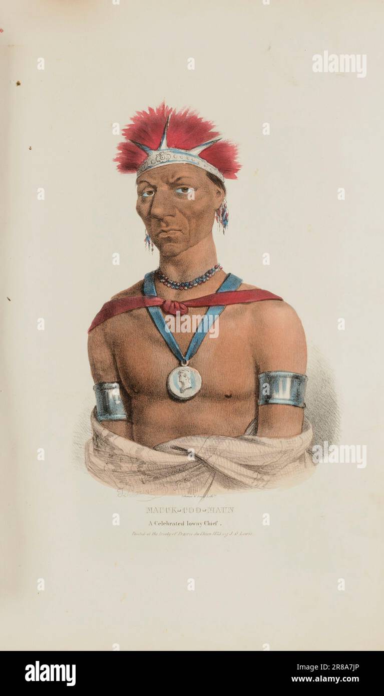 MAUCK-COOMAUN; A Celebrated Ioway Chief, from The Aboriginal Portfolio ...