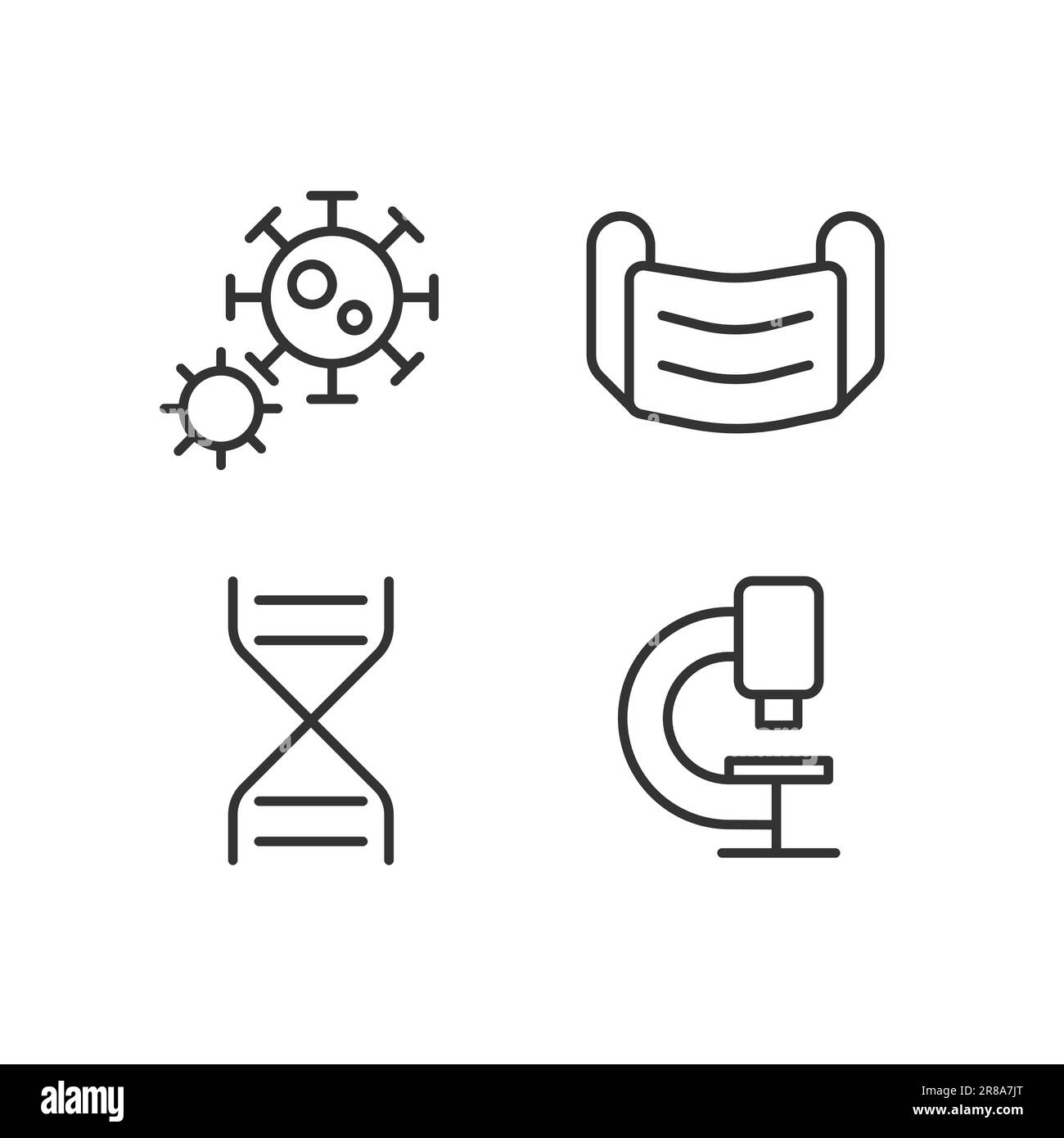 Virus prevention and treatment pixel perfect linear icons set Stock ...