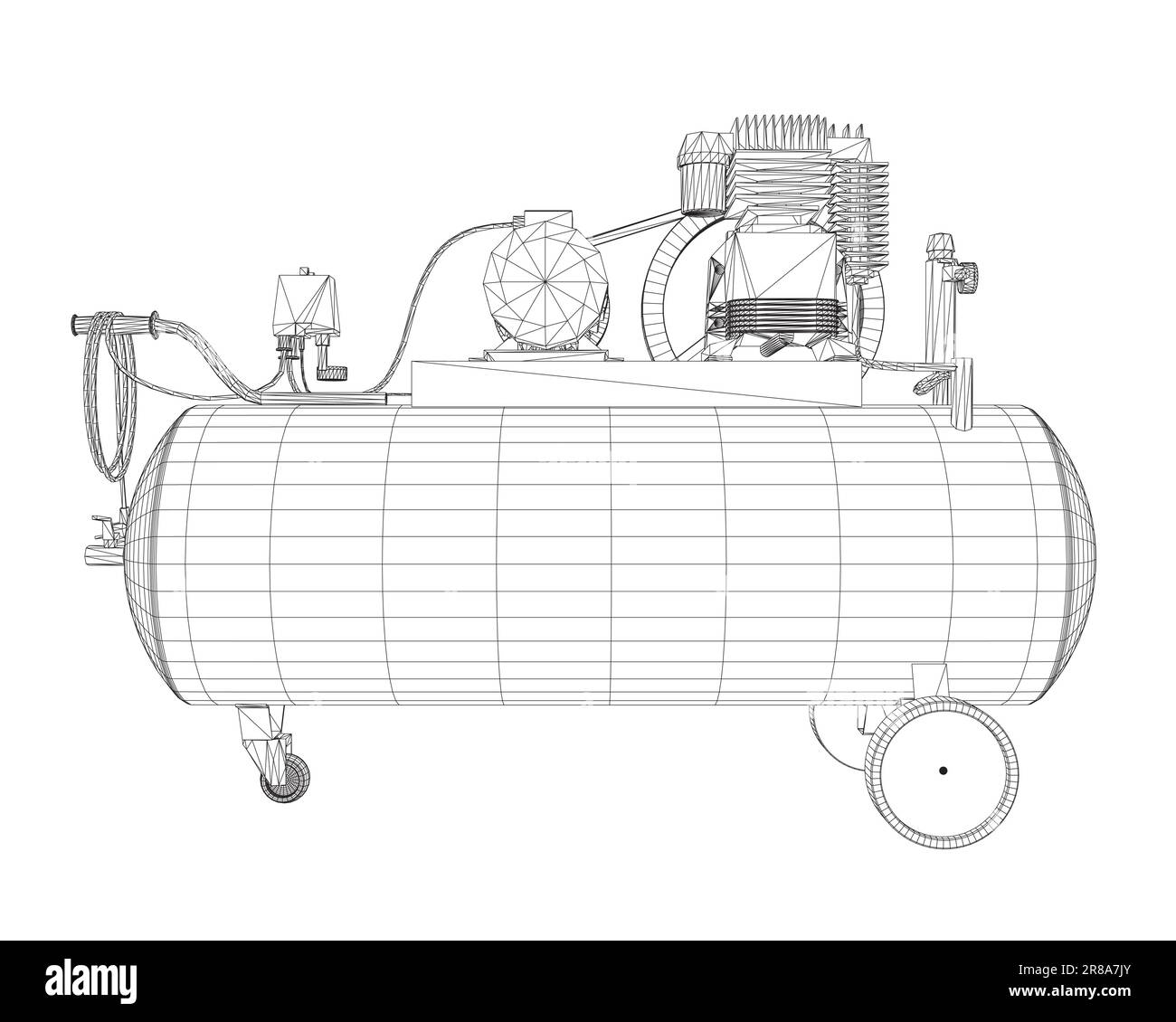 Air Compressor Isolated on White. Air compressor pneumatic icon ...