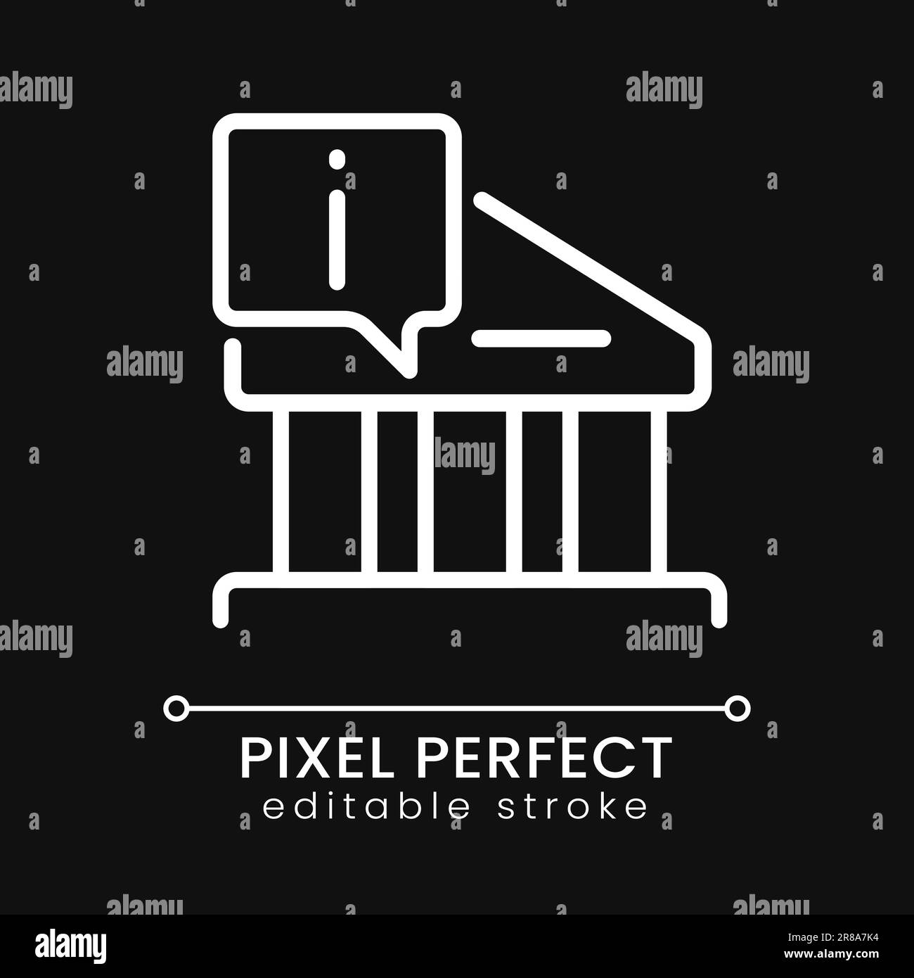 Bank information pixel perfect white linear icon for dark theme Stock ...