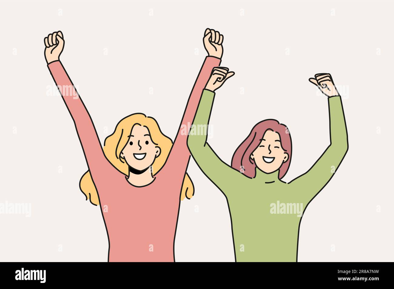 Girl raise hands up happiness Stock Vector Images - Alamy
