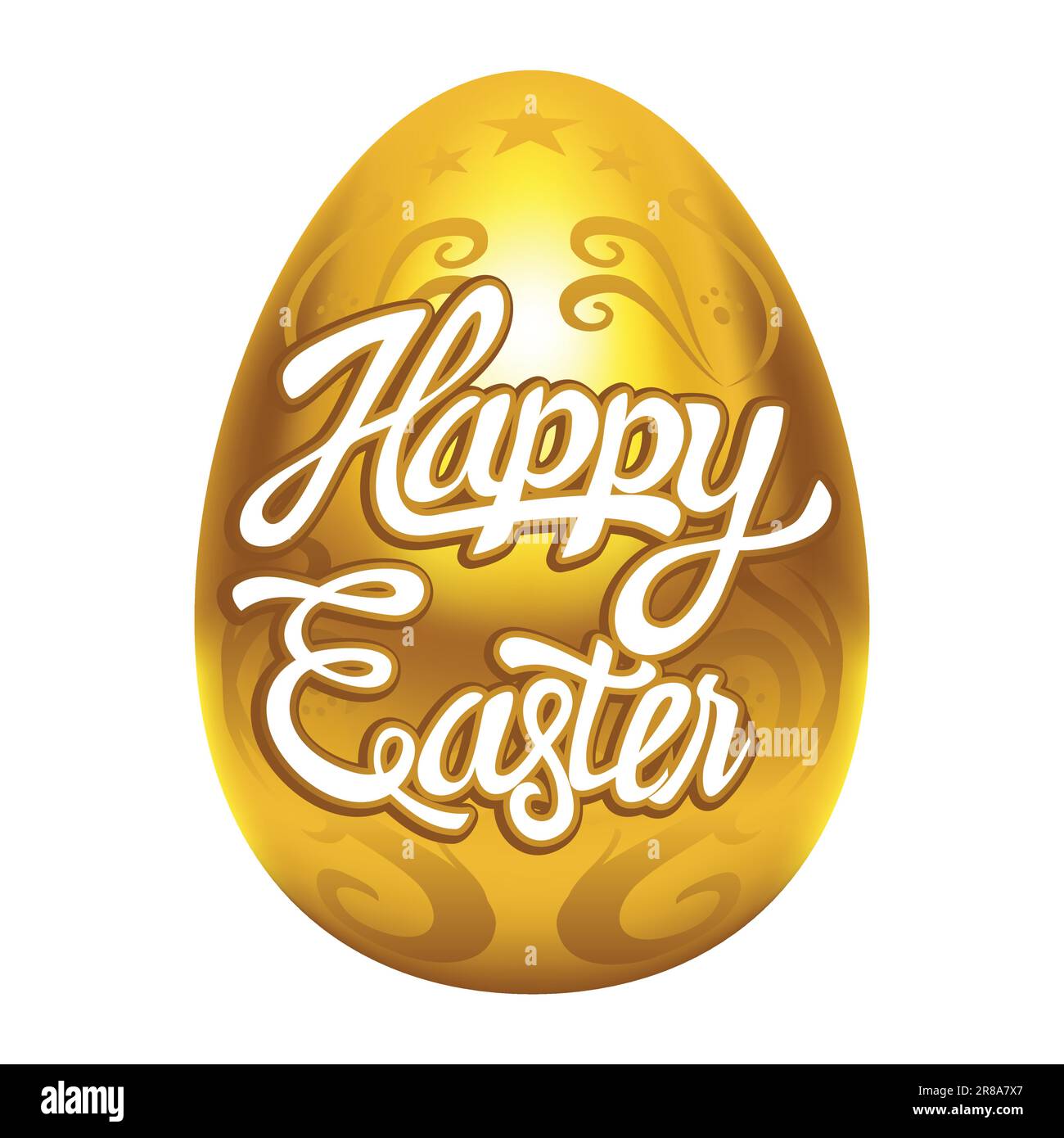 Decorative golden egg with Happy Easter text, made with gradient mesh ...