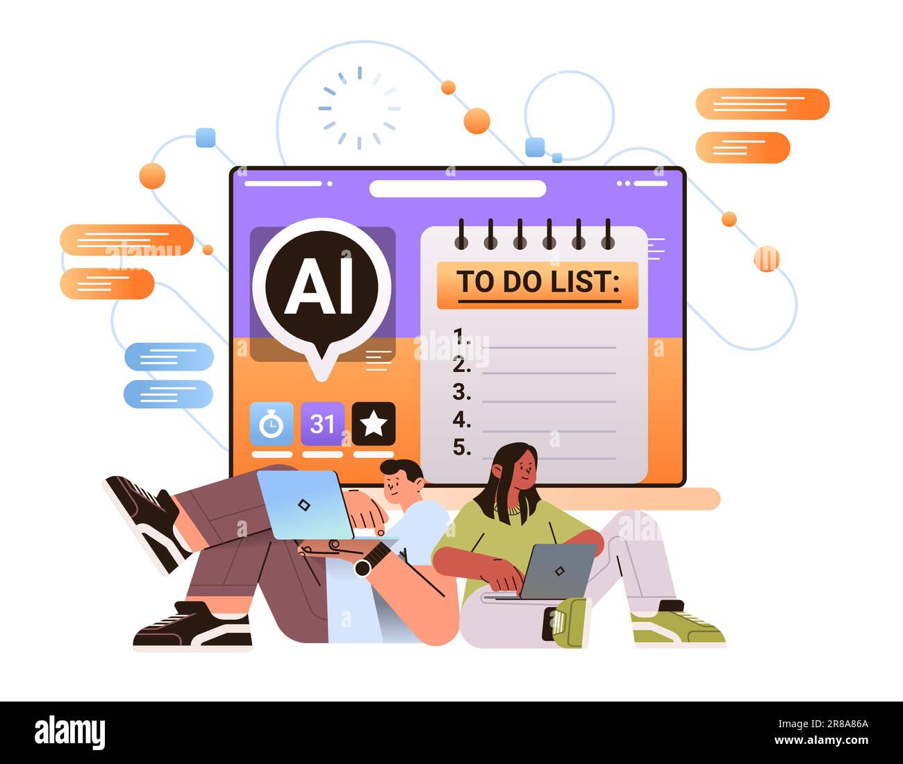 businesspeople completing to-do list in computer app with ai ...