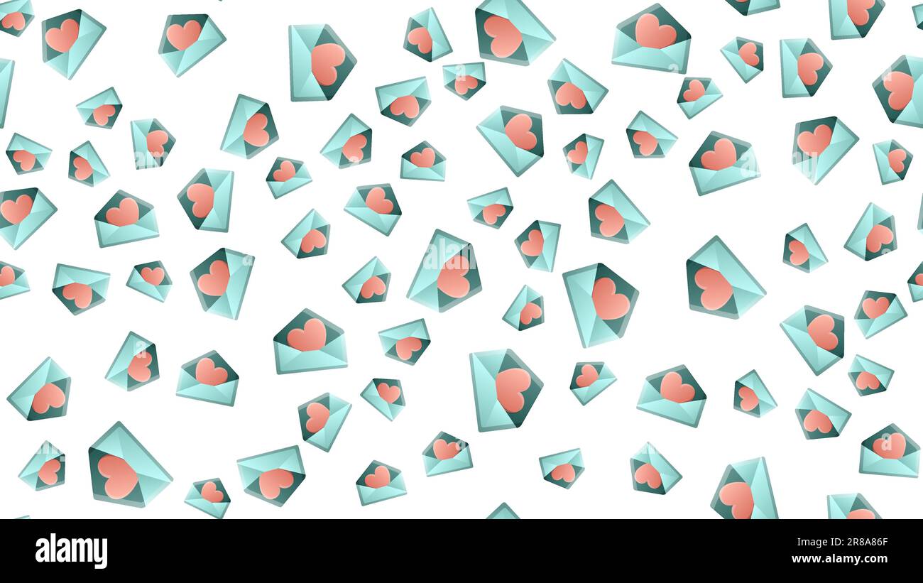 Endless seamless pattern of beautiful festive love joyful tender hearts ...