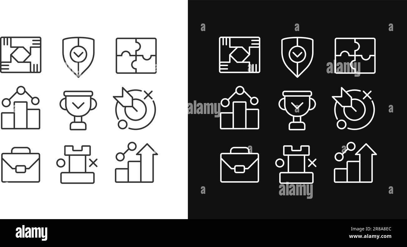 Business development and cooperation pixel perfect linear icons set for dark, light mode Stock ...