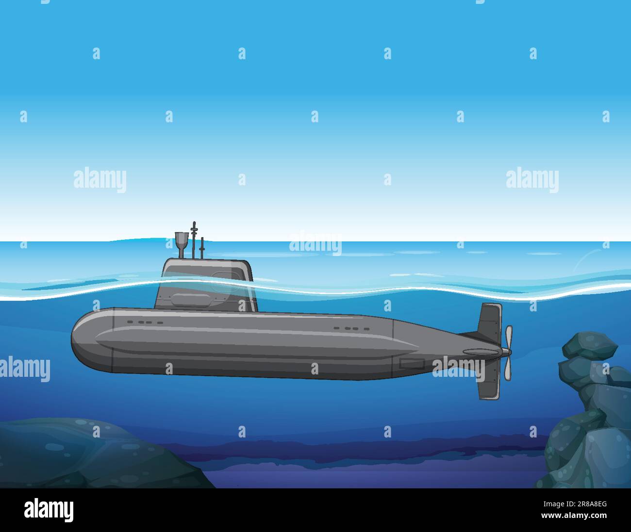 Submarine in underwater background illustration Stock Vector Image ...