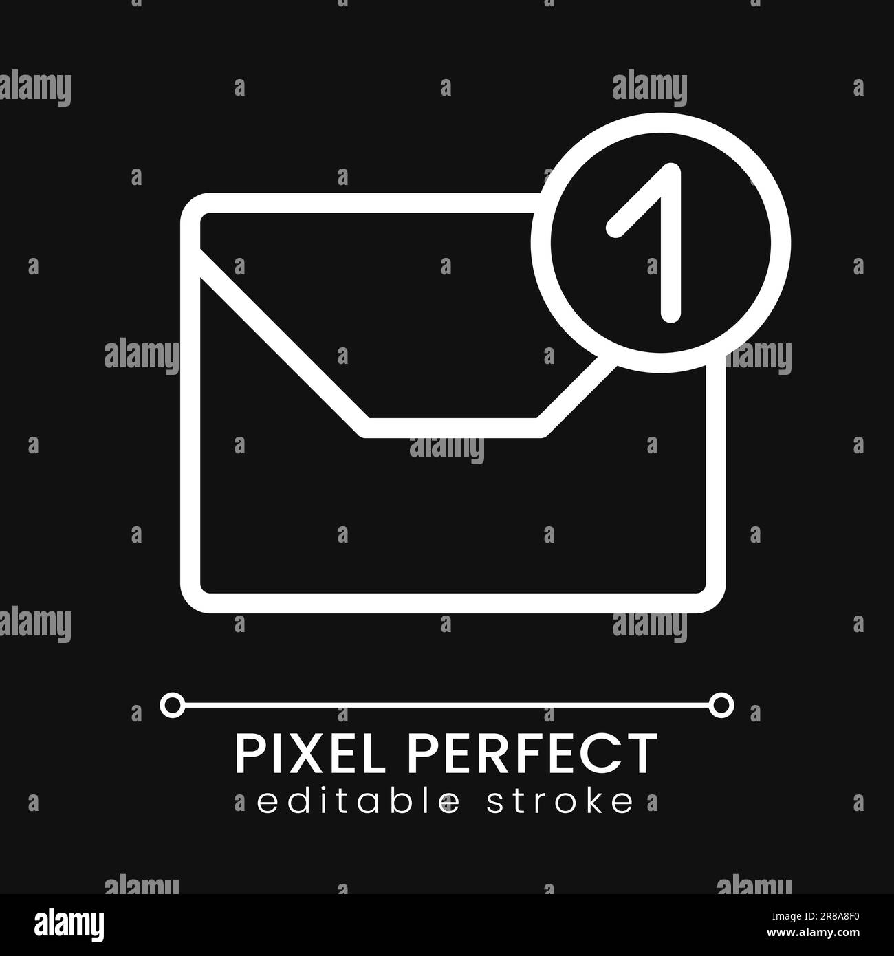 Email notification pixel perfect white linear icon for dark theme Stock ... Email notification pixel perfect white linear icon for dark theme Stock ...
