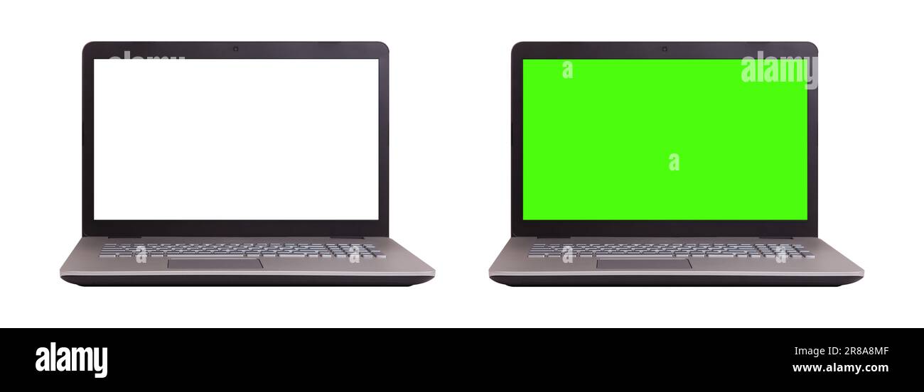 Laptop blank screen on white background, mockup, template for your text ...