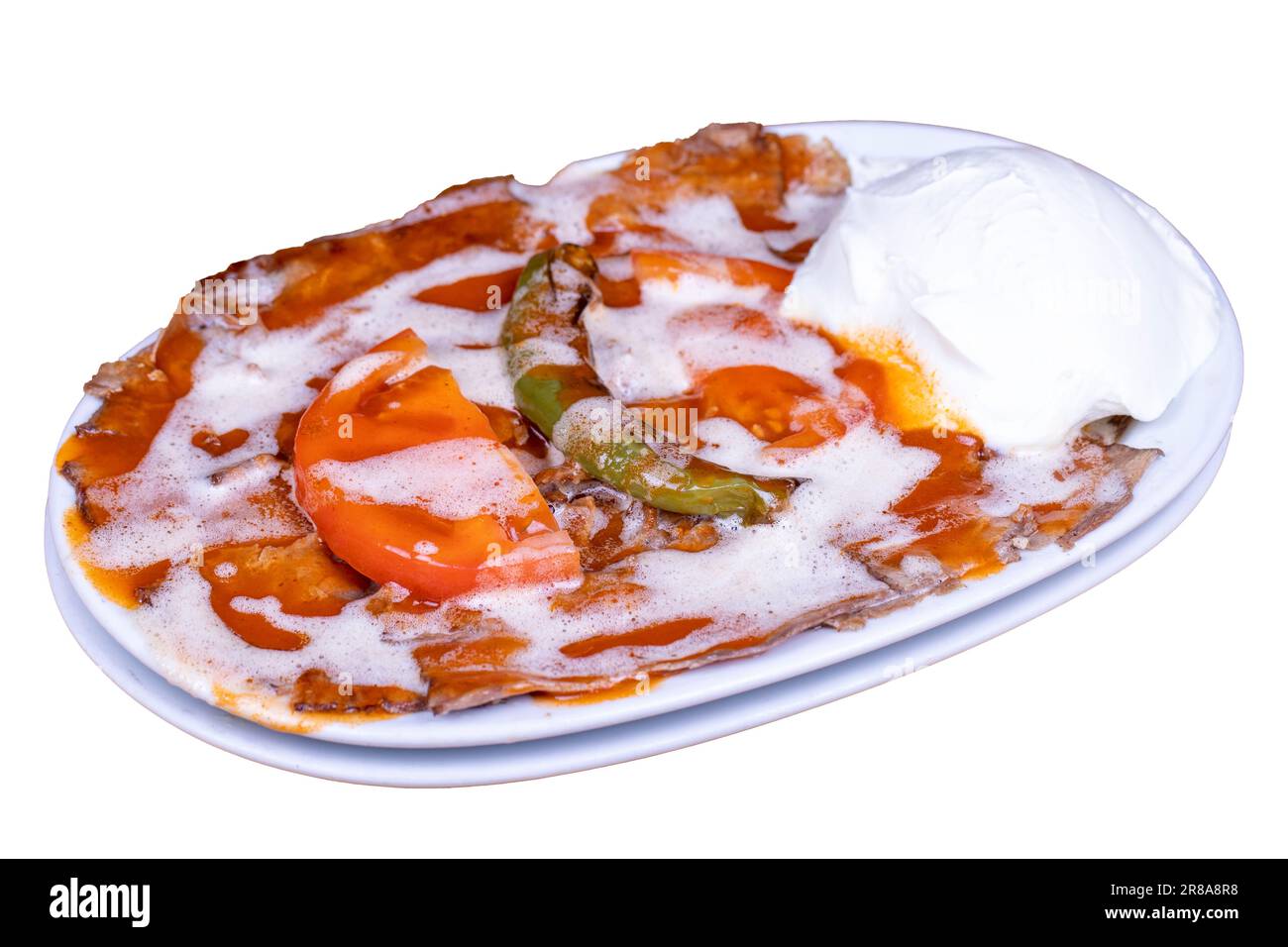iskender kebab. iskender kebab with butter and yoghurt isolated on ...